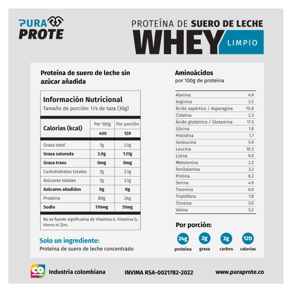 Whey Limpio » Proteínas limpias» Pura Prote Colombia